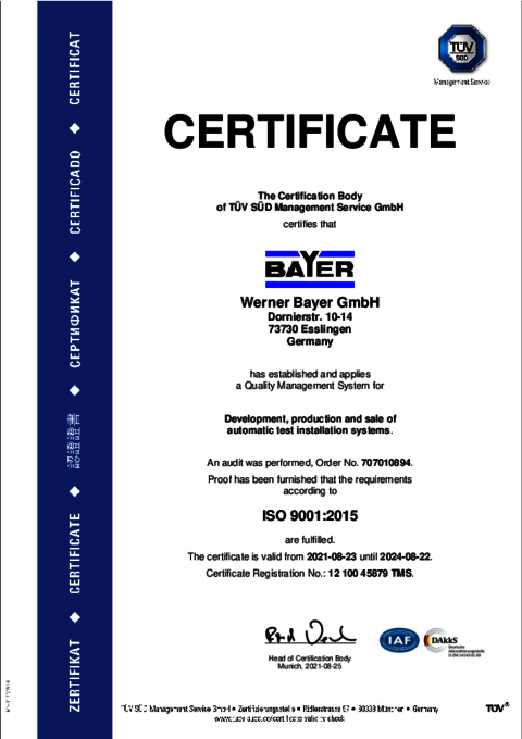 Quality management | Werner Bayer GmbH Maschinenfabrik